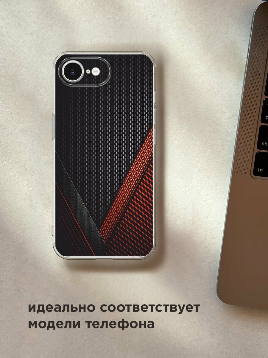 Чехол на Apple iPhone 16e/17e / Айфон 16е/17e с принтом "Красный карбон" — фото 1