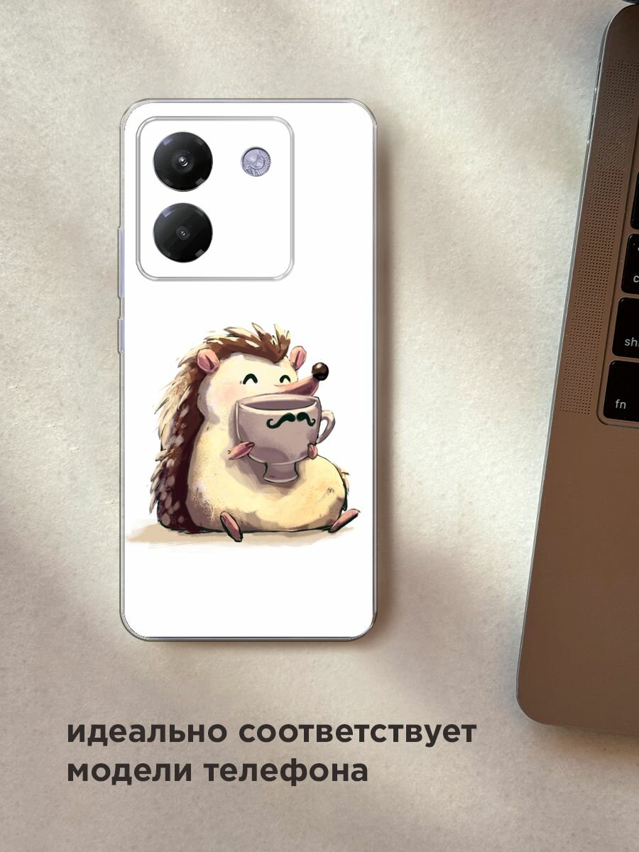 Силиконовый чехол на Poco M7 Pro / Поко М7 Про с принтом "Еж кофеман" — фото 1