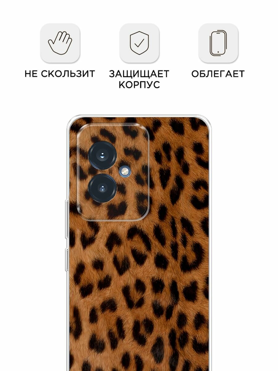Силиконовый чехол на Honor 100 / Хонор 100 с принтом "Мех леопарда" — фото 1