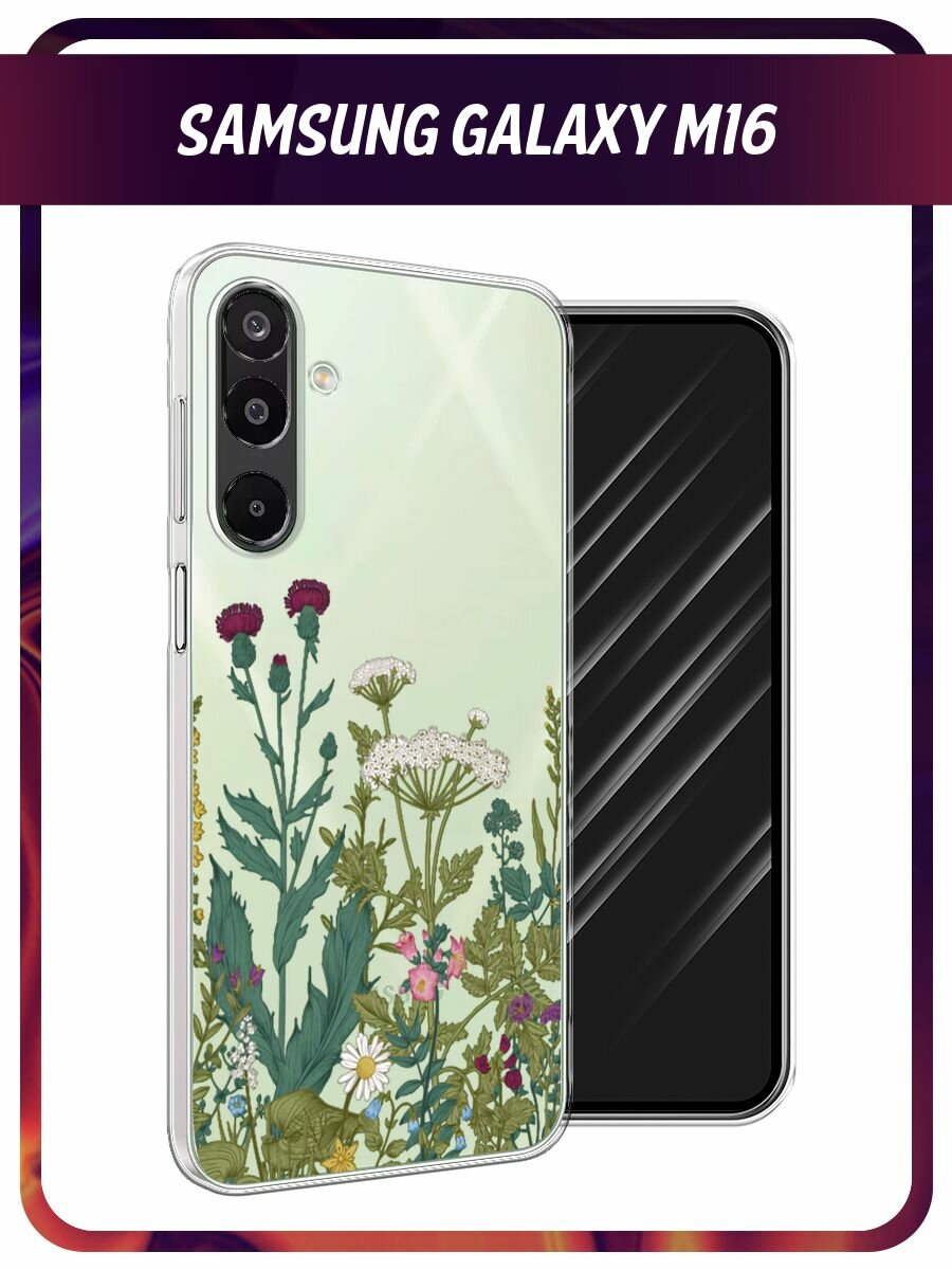 Чехол на Samsung Galaxy M16 / Самсунг Галакси М16 с принтом "Дикие полевые цветы", прозрачный