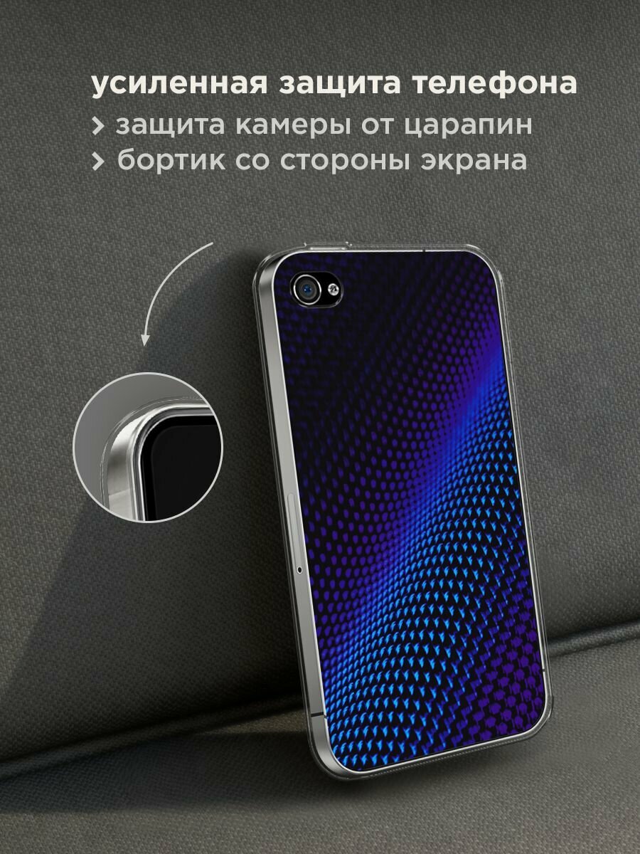Чехол на Apple iPhone 4/4S / Айфон 4/4S с принтом "Синий карбон" — фото 1