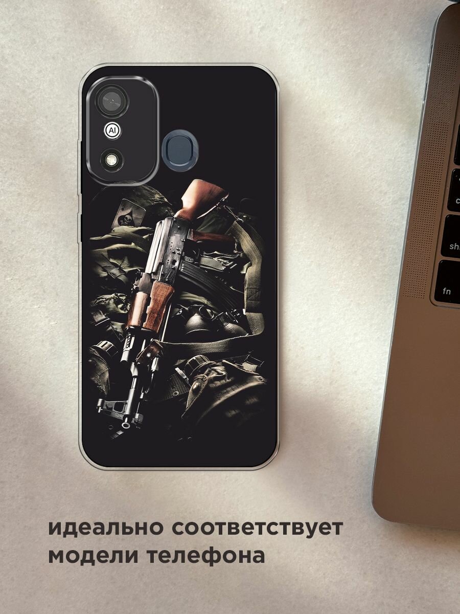 Силиконовый чехол на Itel A27 / Ител А27 с принтом "Автомат" — фото 1