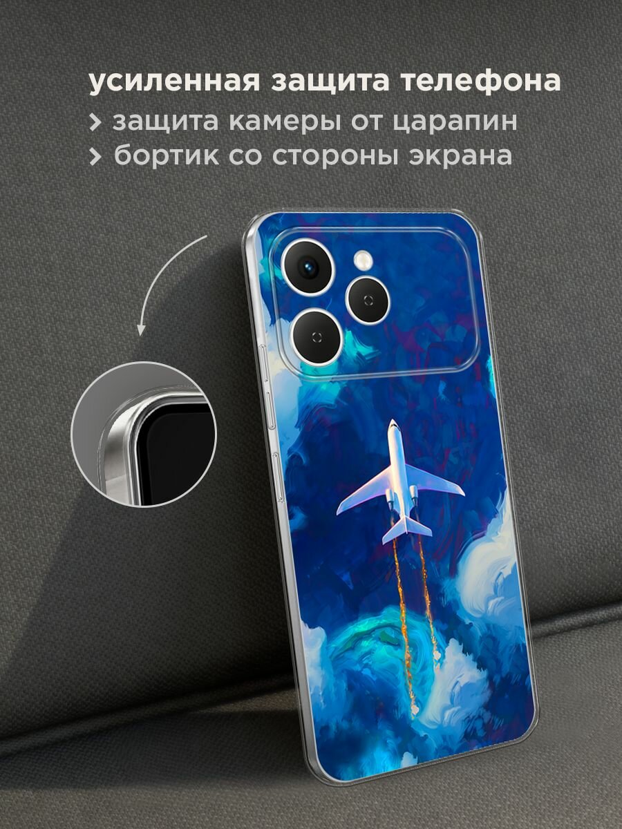 Чехол на Tecno Spark 40 / Текно Спарк 40 с принтом "Самолет картина" — фото 1