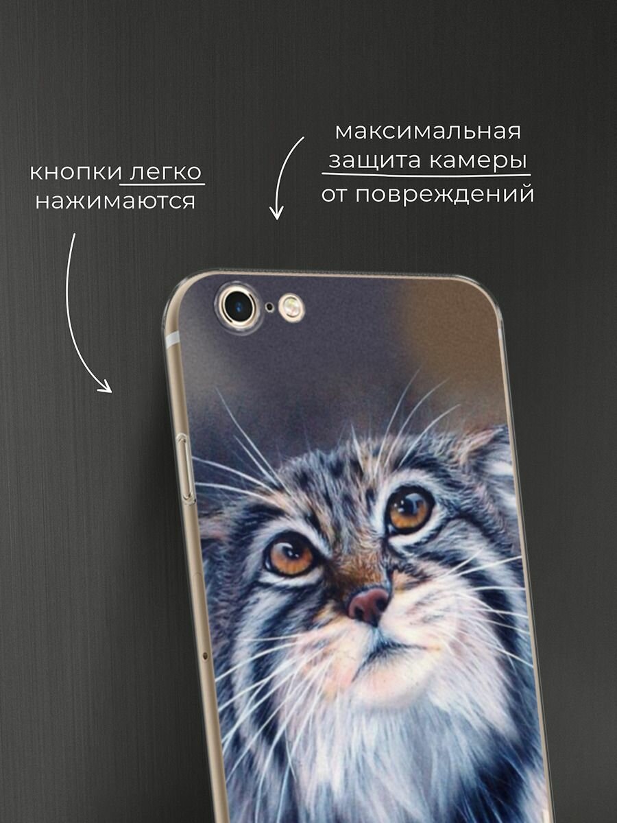 Чехол на Apple iPhone 6 Plus/6S Plus / Айфон 6 Плюс/Айфон 6С Плюс с принтом "Кот манул 2" — фото 1