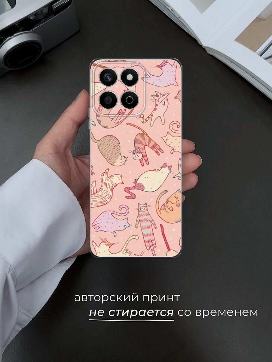 Силиконовый чехол на Honor X7c / Хонор X7c с принтом "Розовое счастье" — фото 1