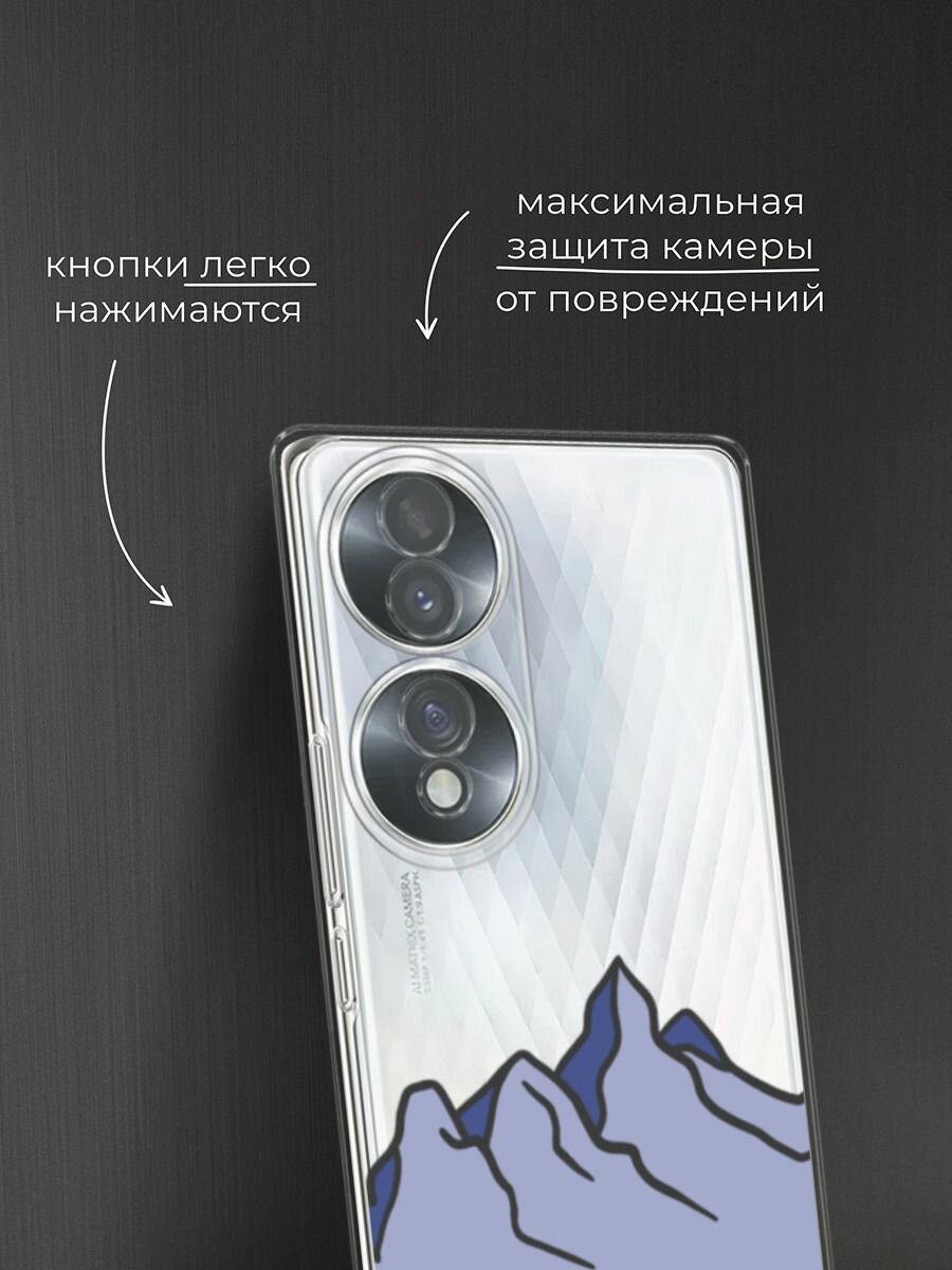 Силиконовый чехол на Honor 70 / Хонор 70 с принтом "Гора", прозрачный — фото 1