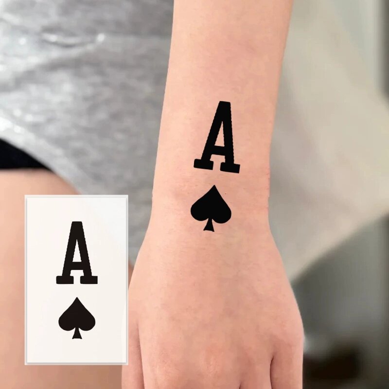 Наклейка для тату «Туз пик», с растительными чернилами, смываемая, 1 шт