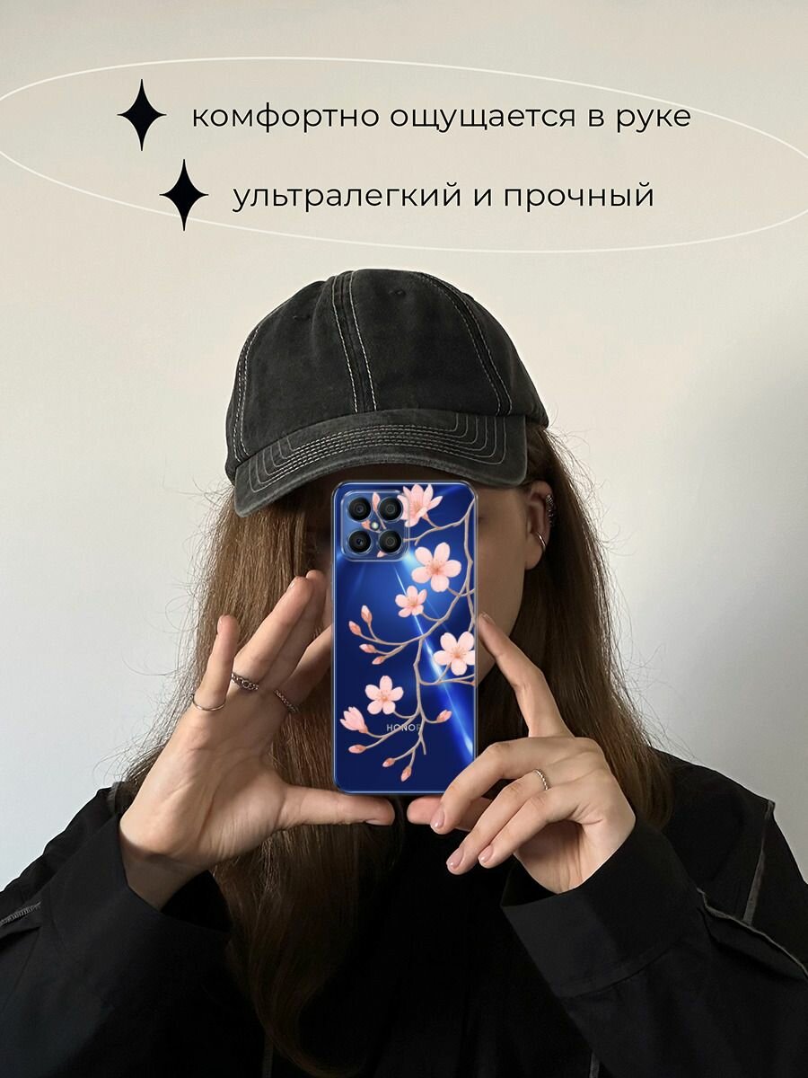 Чехол на Honor X8 / Хуавей X8 с принтом "Веточка распускающейся сакуры 2" — фото 1