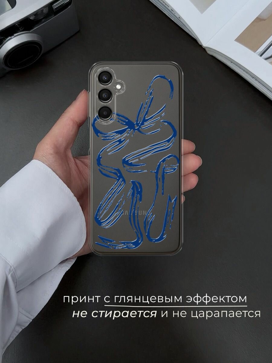 Чехол на Samsung Galaxy A24 / Самсунг Галакси A24 с принтом "Синие очертания банта 2" — фото 1