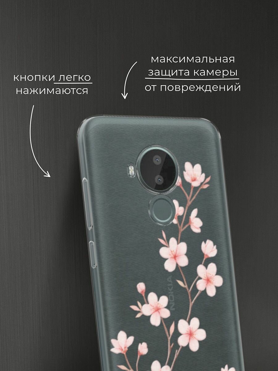 Чехол на Nokia C30 / Нокия C30 с принтом "Веточка сакуры 2" — фото 1