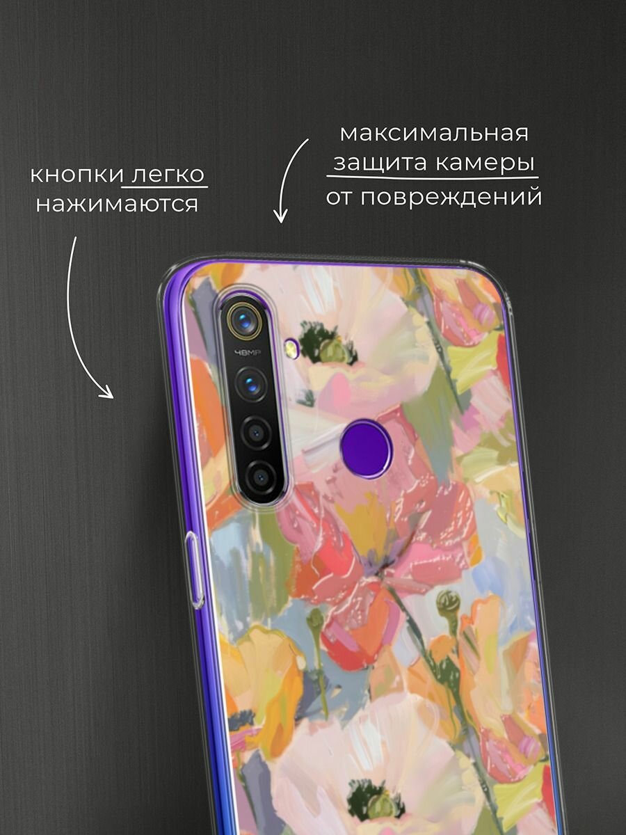 Чехол на Realme 5 Pro / Реалми 5 Про с принтом "Акварельные анемоны" — фото 1