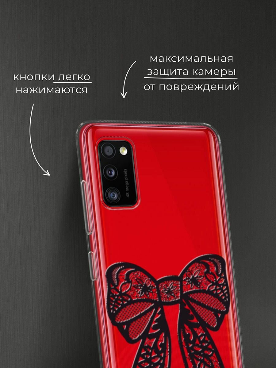 Чехол на Samsung Galaxy A41 / Самсунг Галакси А41 с принтом "Черный сетчатый бант 2" — фото 1