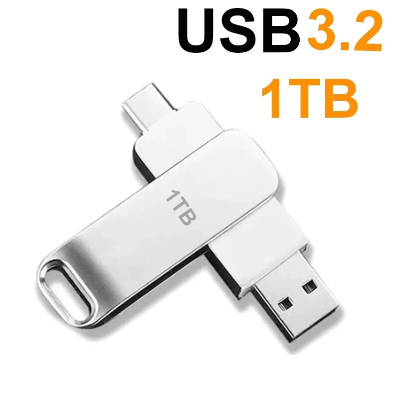 USB 3.2 флешка 1 ТБ, Type-C, Silver