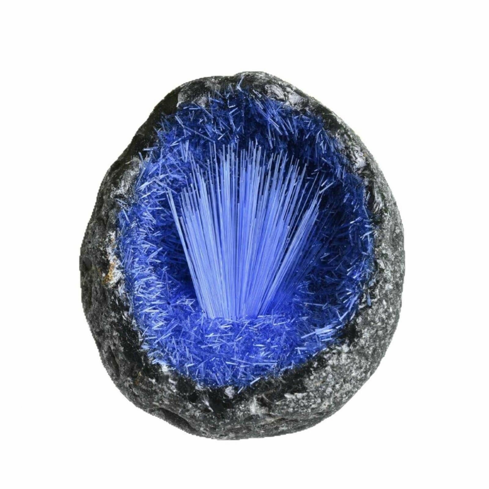 Натуральный друз апатита с синими иглами, коллекционный минерал 50-100 г + шар из кристалла