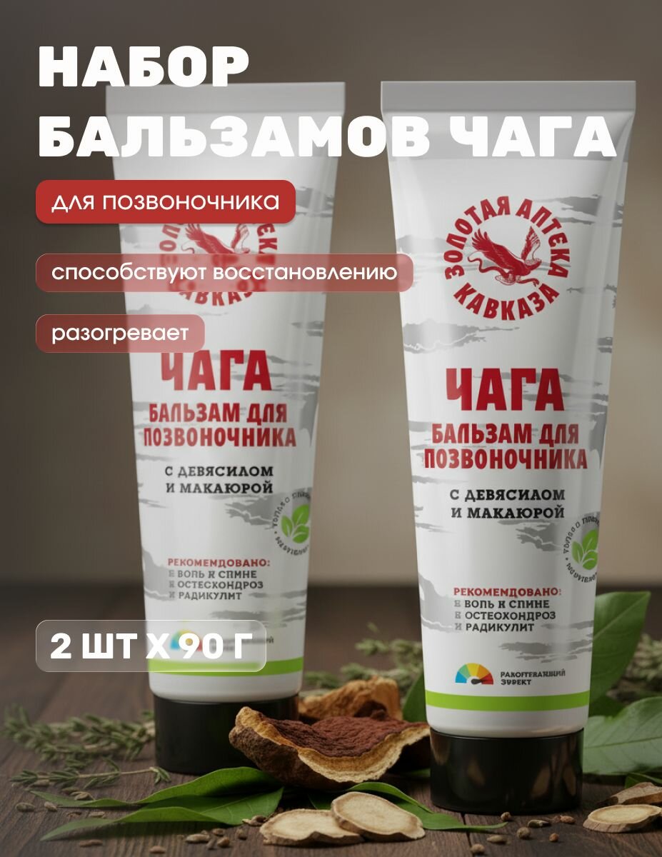 (2шт) Бальзам Чага Для позвоночника с девясилом и маклюрой, 90 г