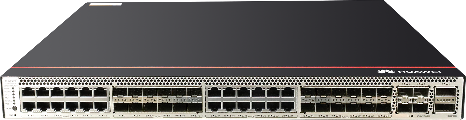 Коммутатор HUAWEI S5732-H48XUM2CC 24x10GE SFP+, 24x100M/1G/2.5G/5G/10G Base-T Ethernet ports, 4x 25GE SFP28, 2x40GE QSFP+ or 2x100GE QSFP28