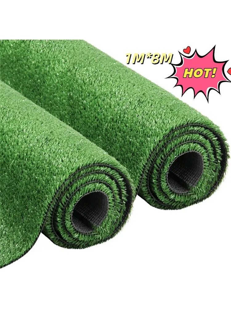Газон искусственный, 8х1м, для ландшафта, зеленый, рулонный газон