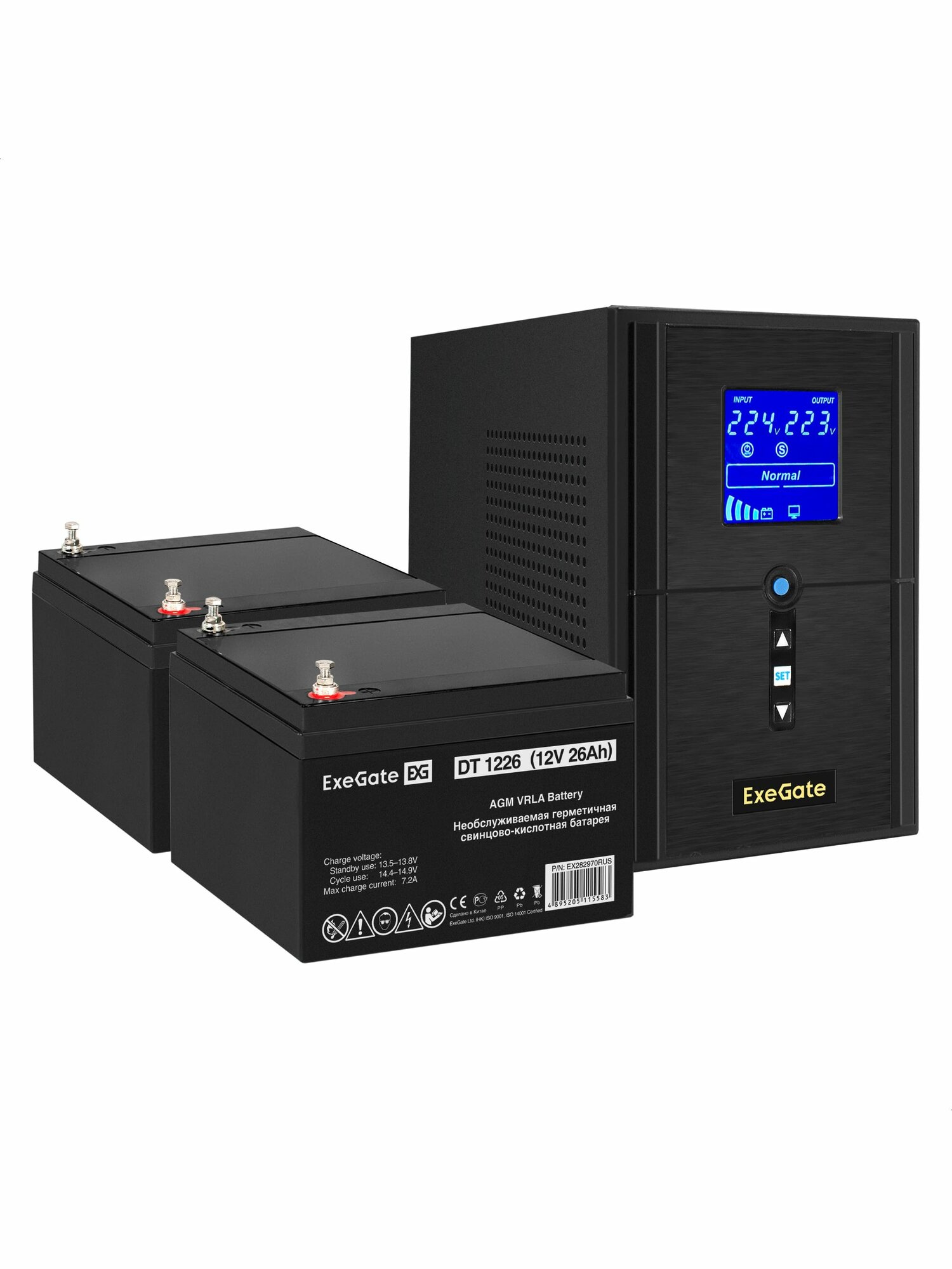 Комплект ИБП Exegate SineTower SZ-1500. LCD. AVR.2SH.1C13. USB 1500VA