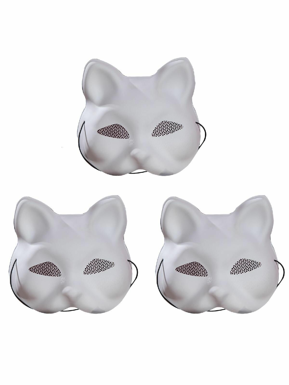 Акриловая полумаска для Хэллоуина с кистью, - 3 маски