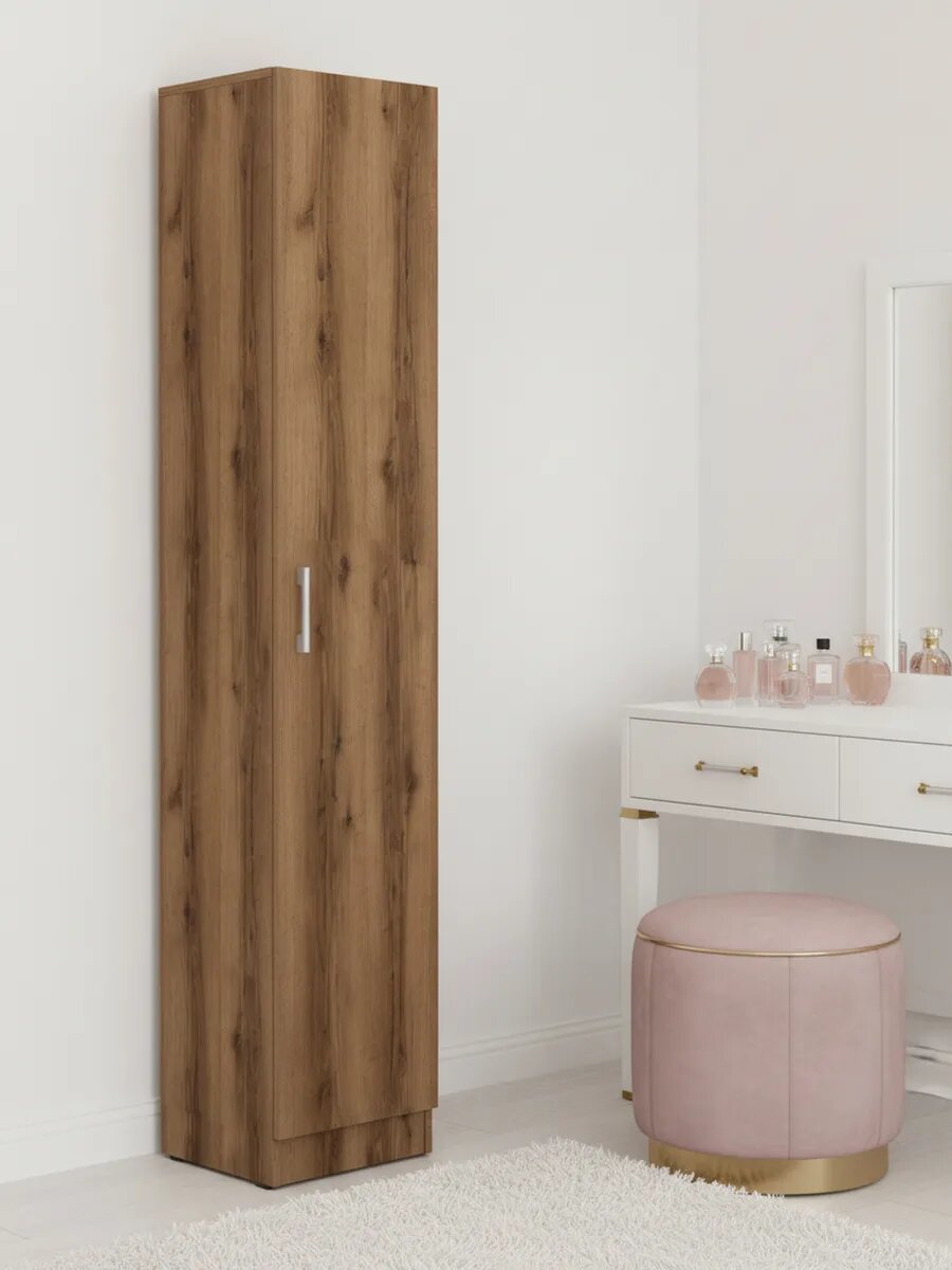 Шкаф пенал FRESTER деревянный для одежды с полками в спальню, от производителя