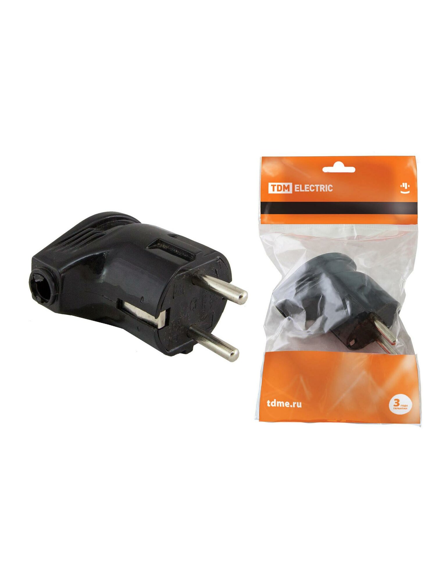 Набор Вилка угловая с/з черная 16А 250В TDM {SQ1806-0008} (2 шт)