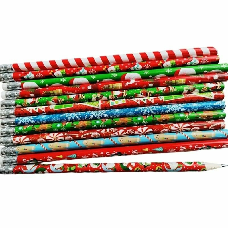 1 упаковка из 48 карандашей для рисования на Рождество, мультяшный ластик, ученические карандаши