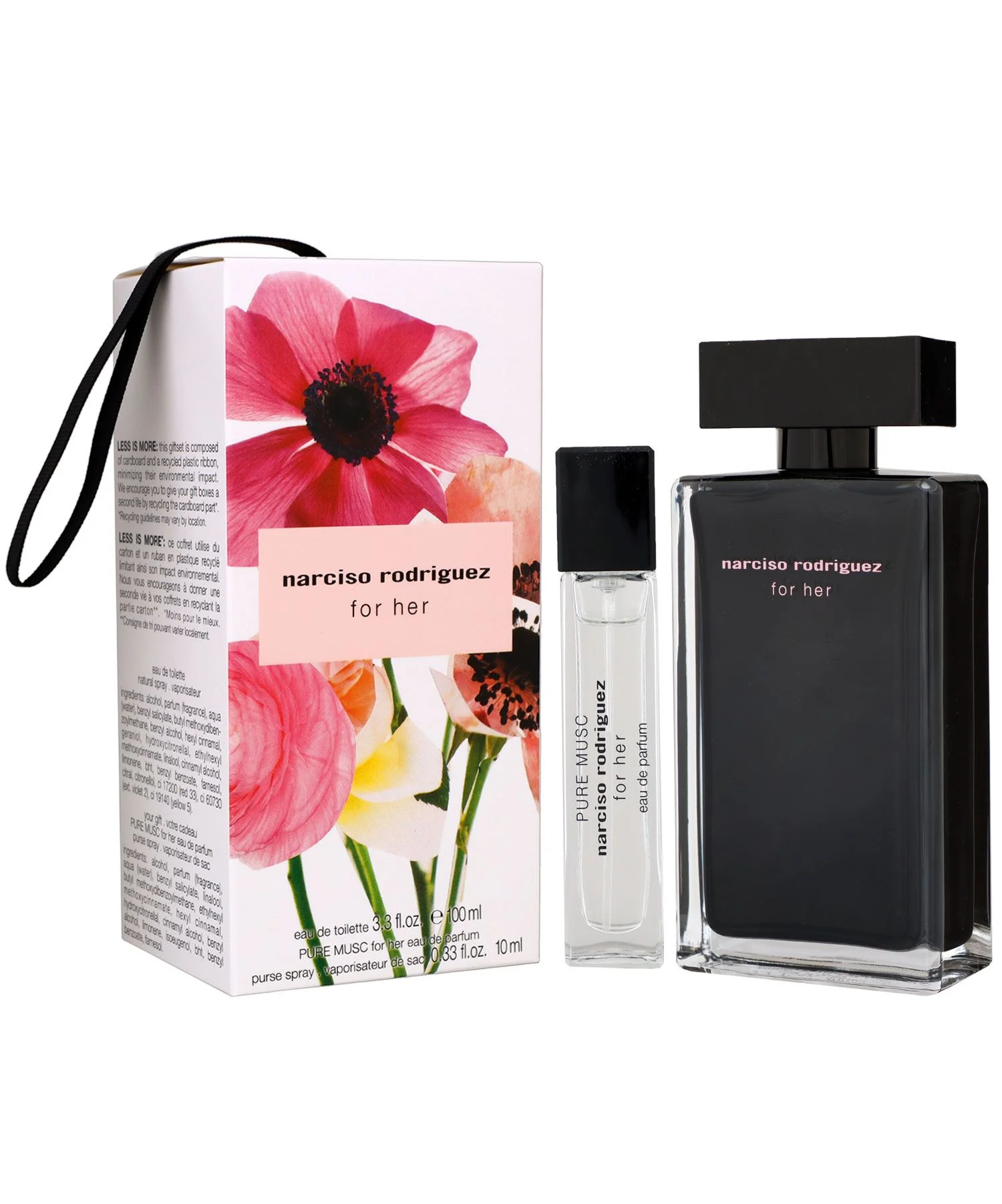 Подарочный набор женский NARCISO RODRIGUEZ For Her, Туалетная вода 100мл+Мини-спрей PURE MUSK 10мл