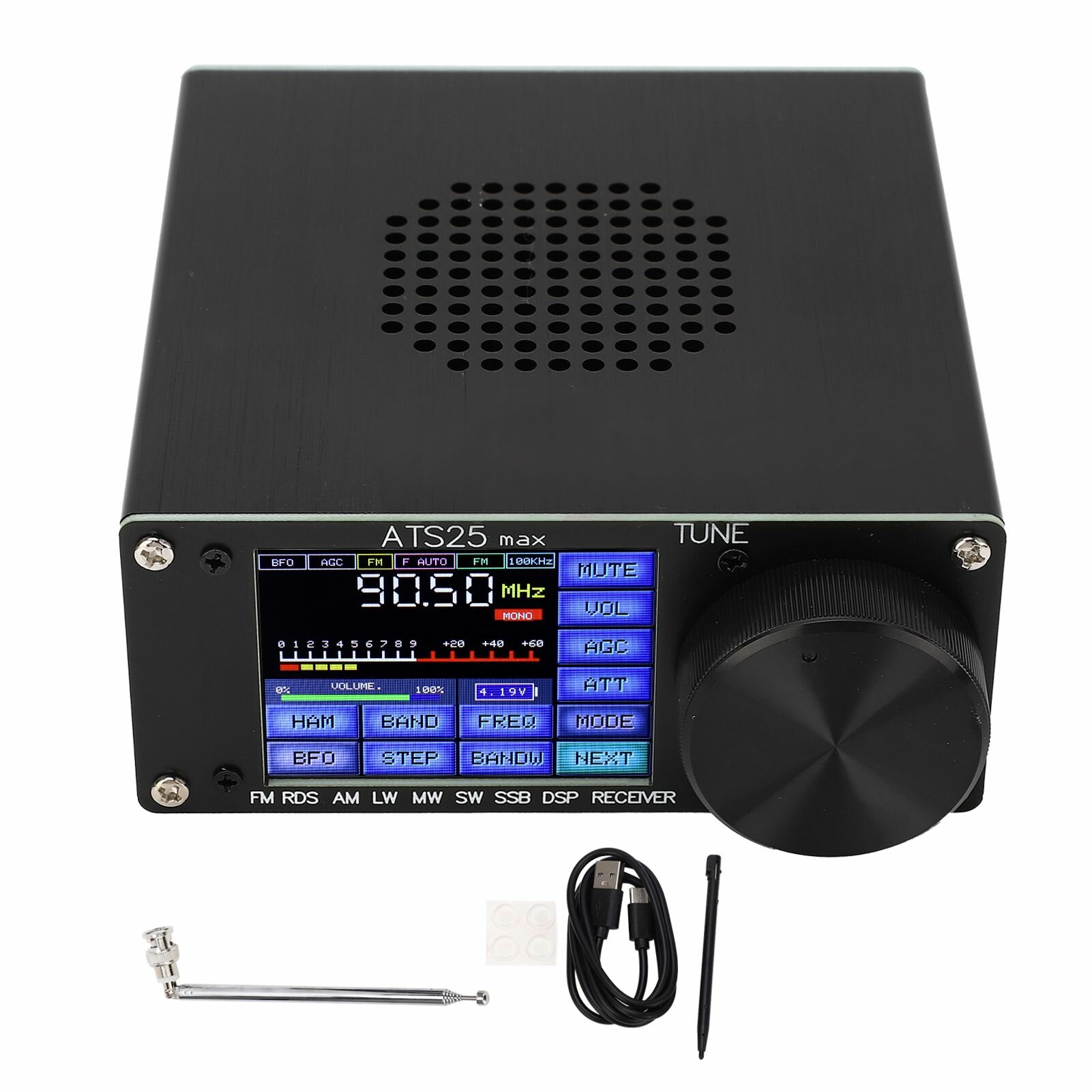 Полнодиапазонный портативный радиоприемник DSP (AM/FM/RDS/LW/MW/SW/SSB), 2.4" сенсорный экран