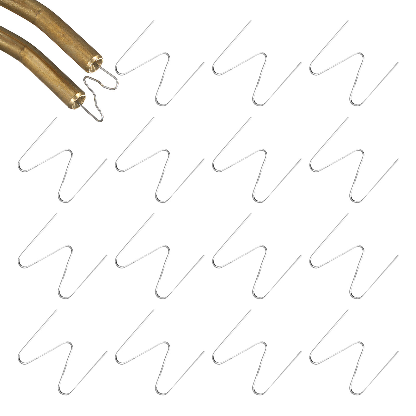 100PCS Серебряные Стальне Горячие Скобки для Автомобильного Пластика, Ремонт Бампера, Восстановление Пластиковых Деталей, Типы: 100*0.8mm Большие Волновые (Тип 1), 100*0.8mm Малые Волновые (Тип 2), 100*0.8mm V-образные (Тип 3), 100*0.6mm M-образные (Тип