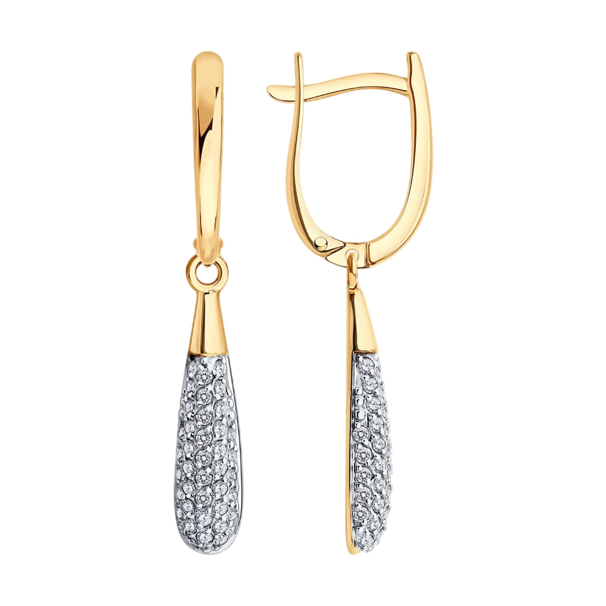 Серьги Diamant online, красное золото, 585 проба, фианит