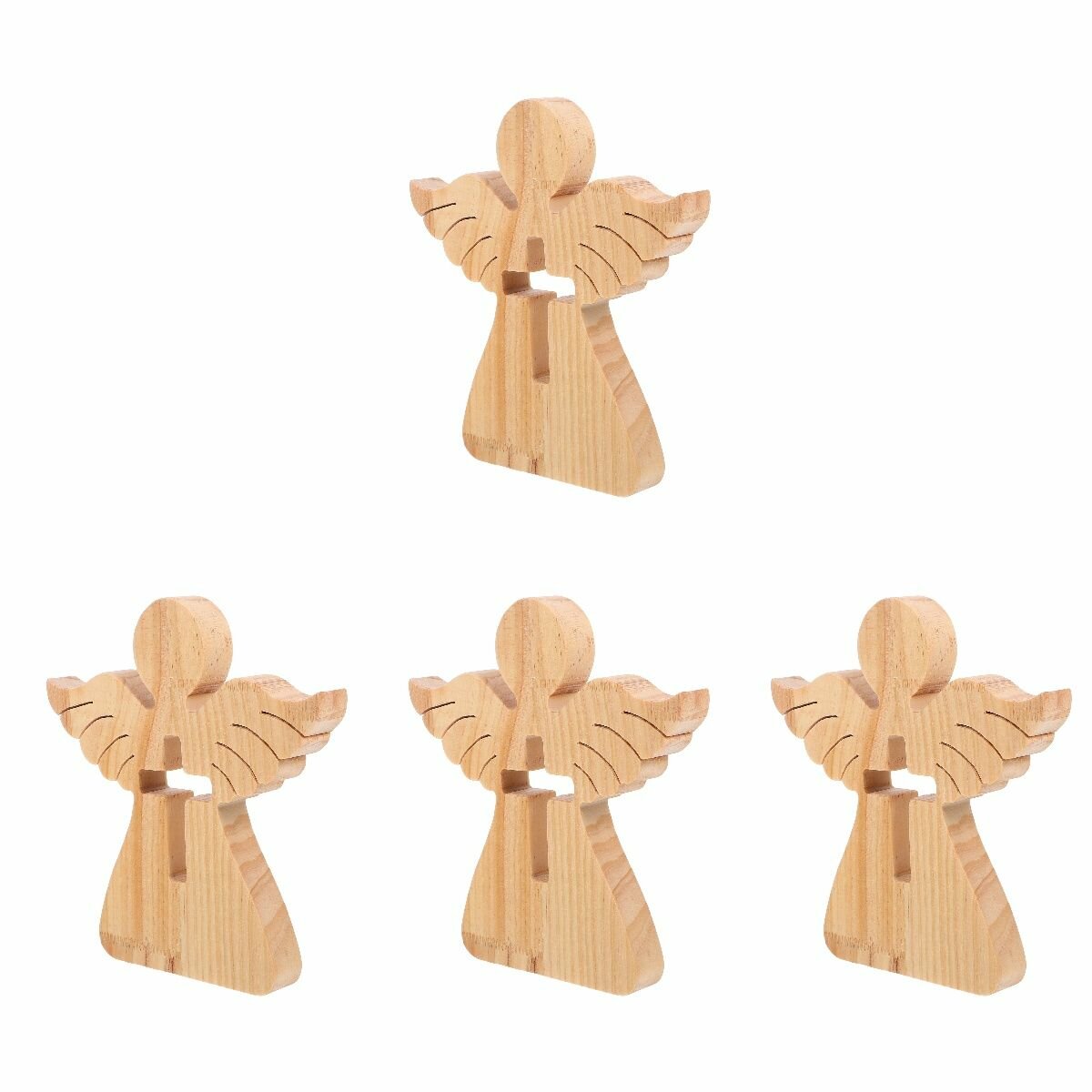Компактные деревянные фигурки ангелов с крестом для украшения интерьера дома, 4 штуки