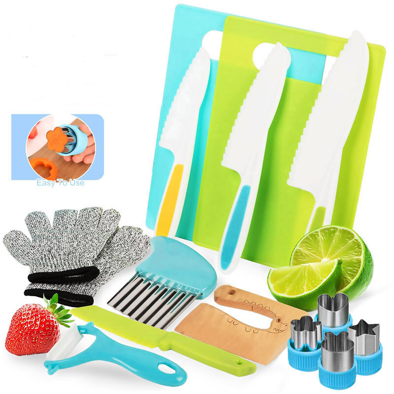 Набор детских ножей для детского сада, нож для нарезки фруктов, разделочная доска, набор для обучения приготовлению детского питания, нескользящий очиститель фруктов