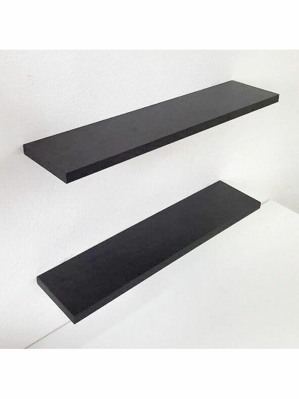 Полка навесная, 50х12 см, чёрная, 2 шт.