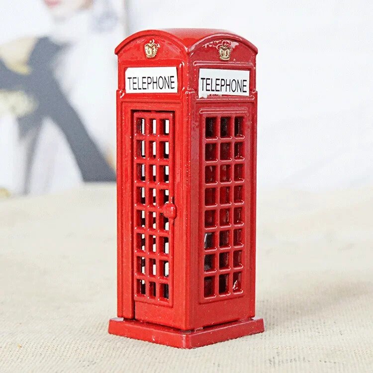 Металлическая миниатюра британского автобуса Красный, telephone booth