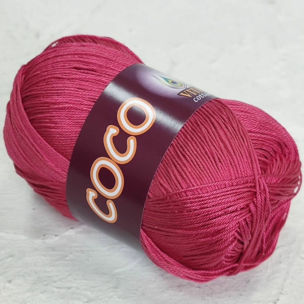 Пряжа VITA cotton COCO Vita, розово-красный - 106, 100% мерсеризованный хлопок, 5 мотков, 50 г, 240 м.