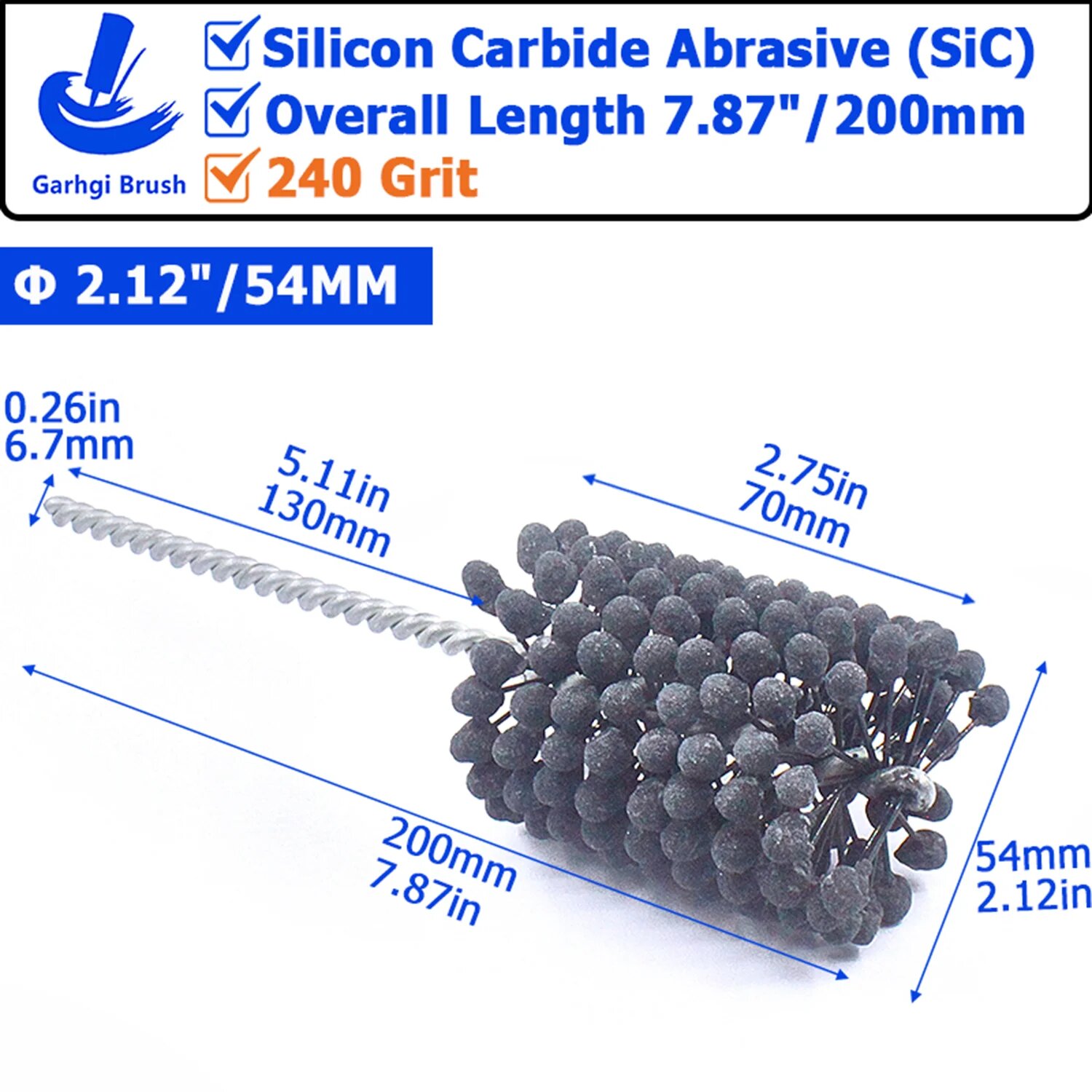 Гибкая хонинговая щетка с отверстием, зернистость SiC, абразивный нейлон, тормозной цилиндр двигателя, поршневое кольцо, Camподшипник, остатки, электроинструмент для удаления заусенцев 240Grit Diameter54mm
