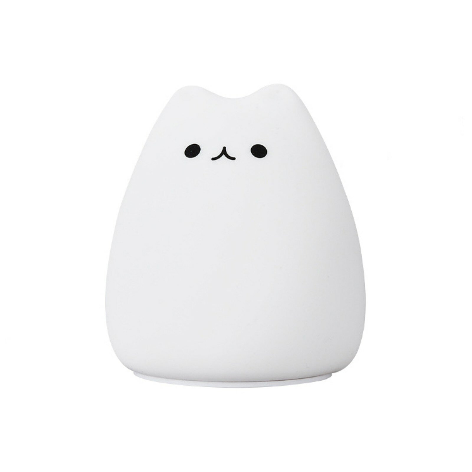 Ночная лампа Котик из силикона, цветная, с 7 цветами, 3 режимами (теплый белый свет, дыхательный свет, спящий режим), масса 145 г, размер 102*90 мм, работает от батарейок AAA (не входят в комплект), для детей, подростков, взрослых, в качестве подарка и