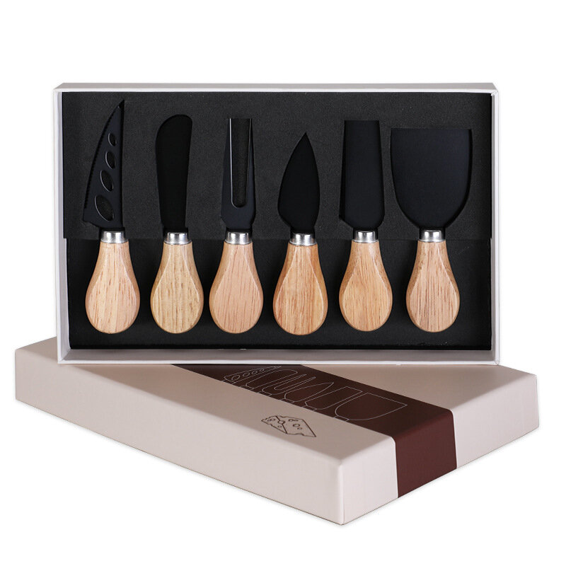 Набор из 6 ножей для сыра в подарочной коробке, в наличии, нож и вилка, столовые приборы, нож для масла, лопатка, инструменты для сыра в коробке