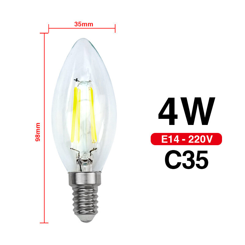 Кросс-бордер Эдисон LED лампа с нитью накаливания энергосберегающая лампа E27 с винтовым основанием прозрачное стекло ретро E14 лампа для освещения гостиной