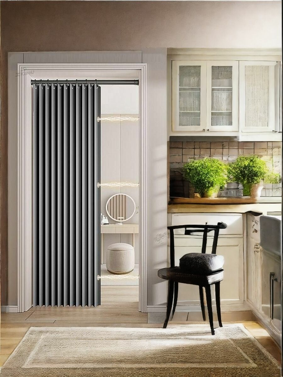 Занавеска на дверь 120x200 см серый