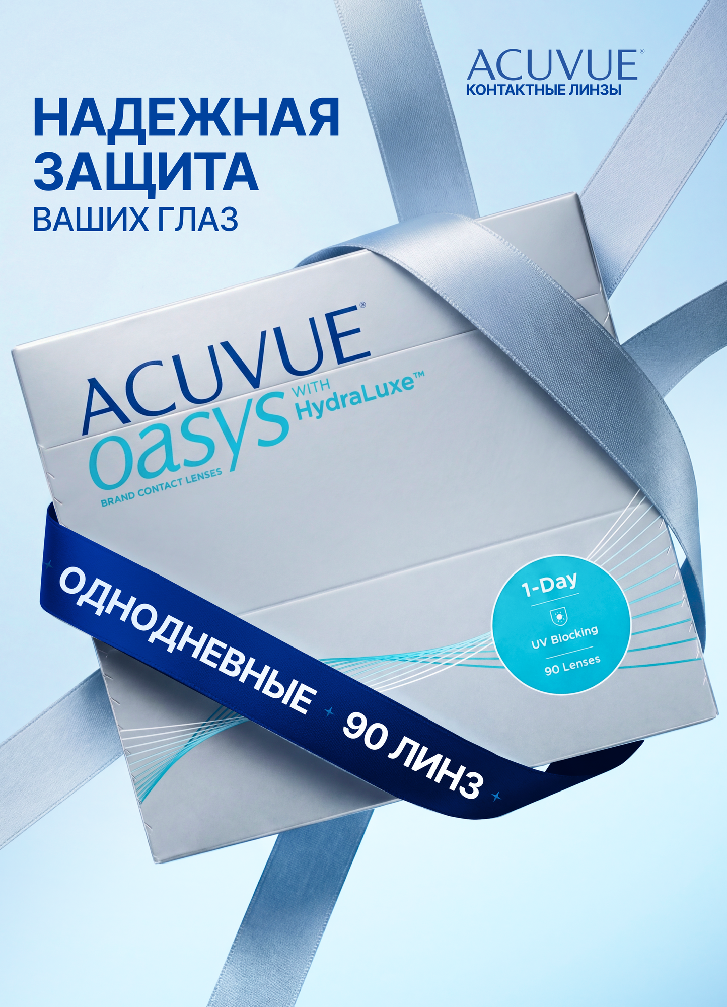Контактные линзы Acuvue Oasys 1-Day with HydraLuxe 90 линз R 8,5 -3,00
