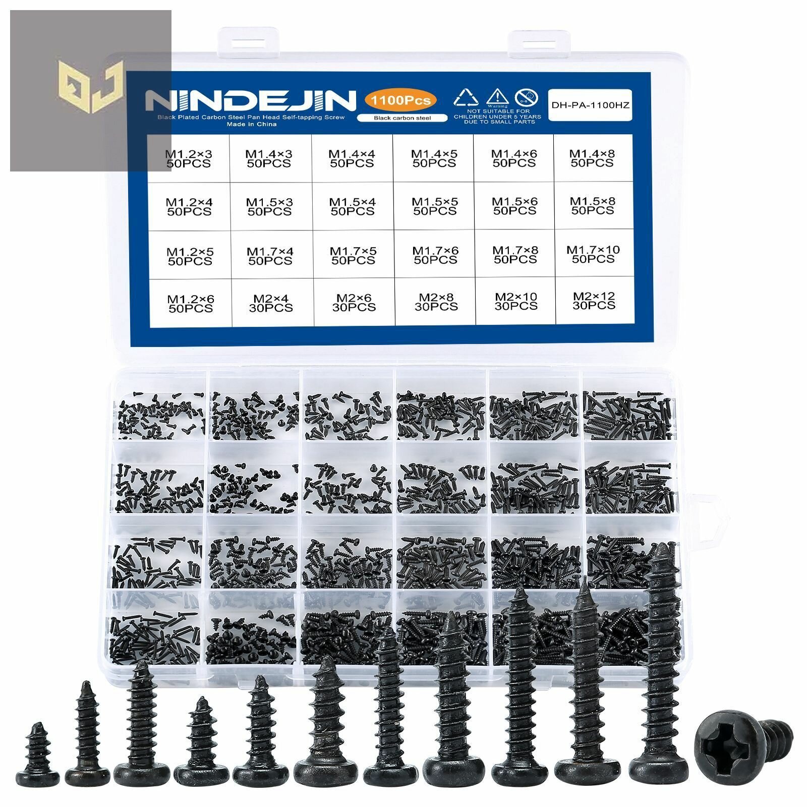 NINDEJIN 1100 шт. M1.2 M1.4 M1.5 M1.7 M2 Мини Phillips с плоской головкой саморезы для ноутбука, компьютерная аппаратная часть, набор для ремонта электроники