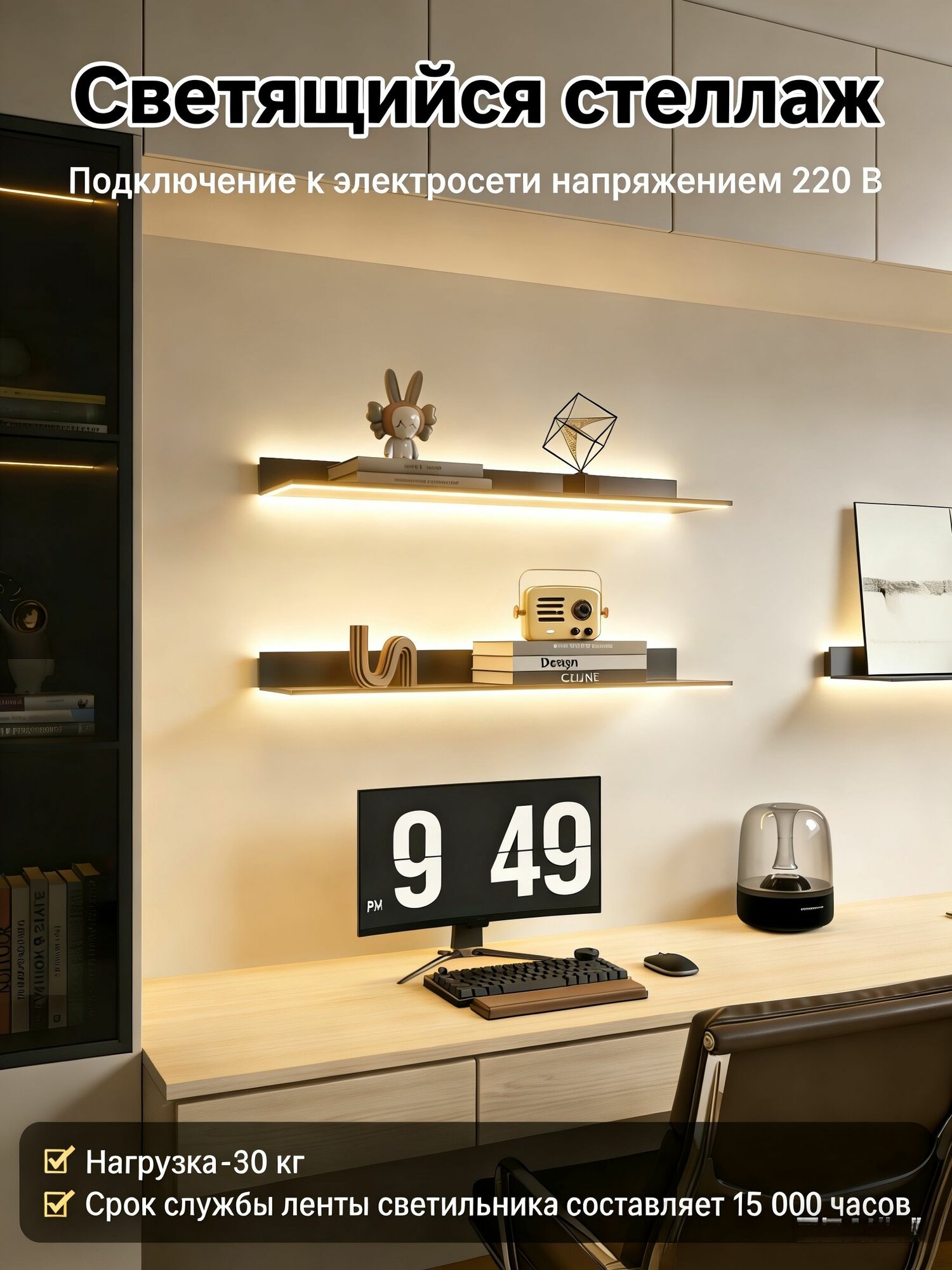 Полка для кухонной мебели Настенная Прямая, 120.0х15.0х5.50 см