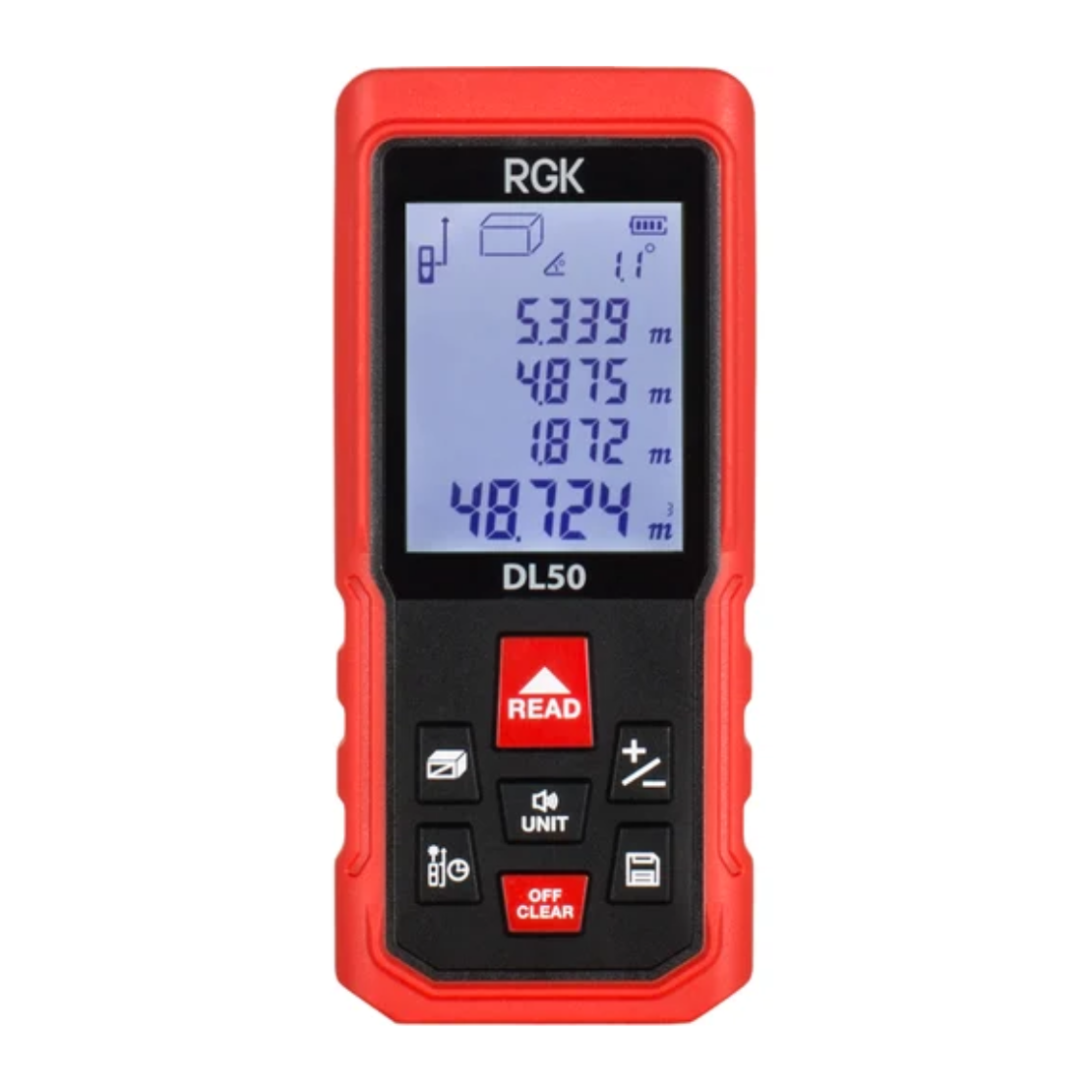 Дальномер RGK DL50 с угломером, до 50 м, IP54, встроенный угломер, красный