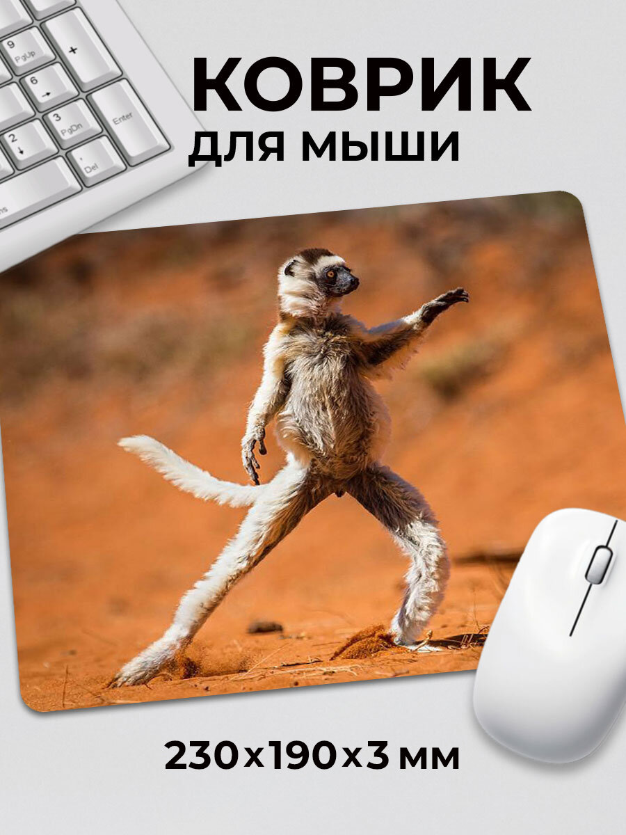 Коврик для мышки игровой маленький Золотоголовый сифака c тканевой поверхностью, на нескользящем резиновом основании