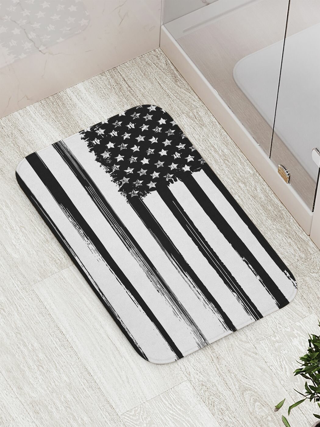 Коврик для ванной комнаты, туалета "Графический флаг США" противоскользящий, 52х77 см, JoyArty