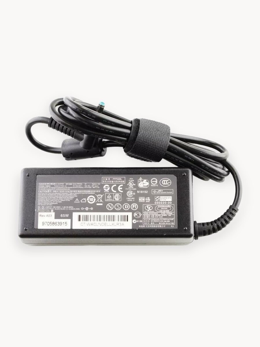 Блок питания для ноутбука HP 19.5V, 3.33A, 4.5x3.0мм с иглой, 65W, с сетевым кабелем