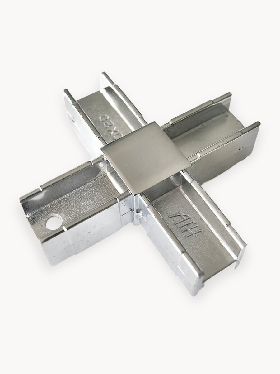 Соединитель крестовой для 4-х труб, крепление для профильной трубы 20х20 мм, 2 шт, PRIMO SISTEM TP 7, Италия, цвет покрытия хром