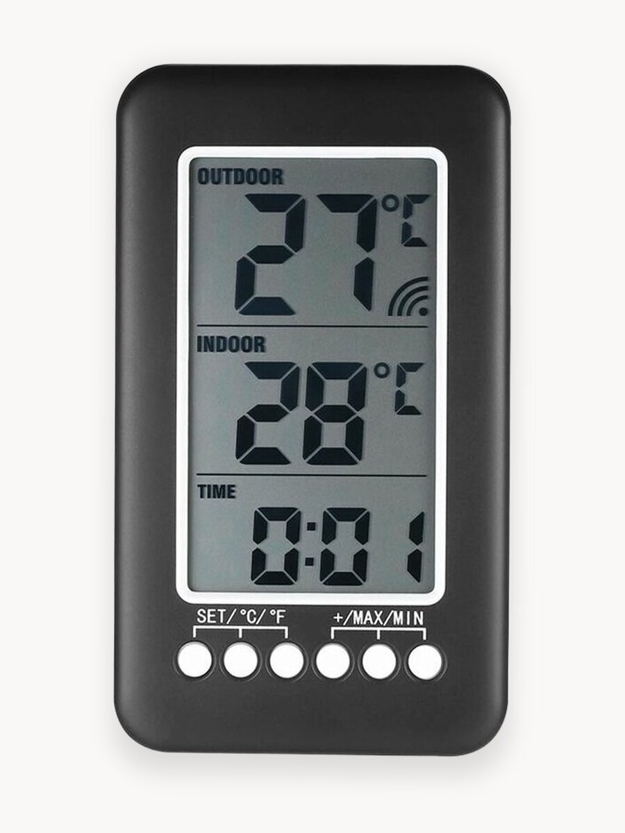 Термометр с внешним беспроводным датчиком и часами