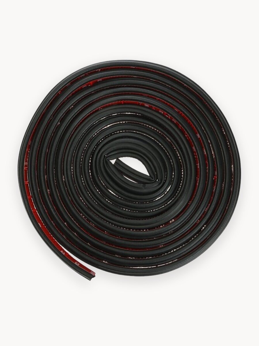 Уплотнитель двери в автомобиль, L-образный, самоклеящийся, 5 м, черный